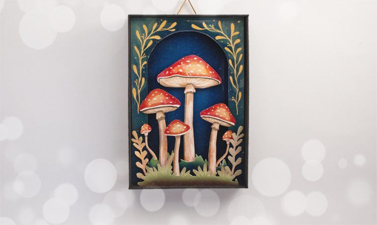Magical Toadstool Diorama Shadowbox – Tiny Craft World
